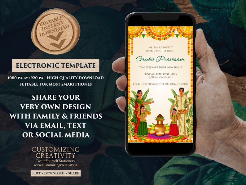 Gruhapravesam Invite Digital House Warming Invitation Griha - Etsy