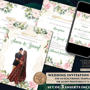 Arabic Invitation Pakistani & Digital Nikah Invitations, Muslim ...