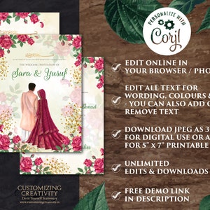 Digital Islamic Walima Card Muslim Invitations, Nikkah Invite Arabic ...