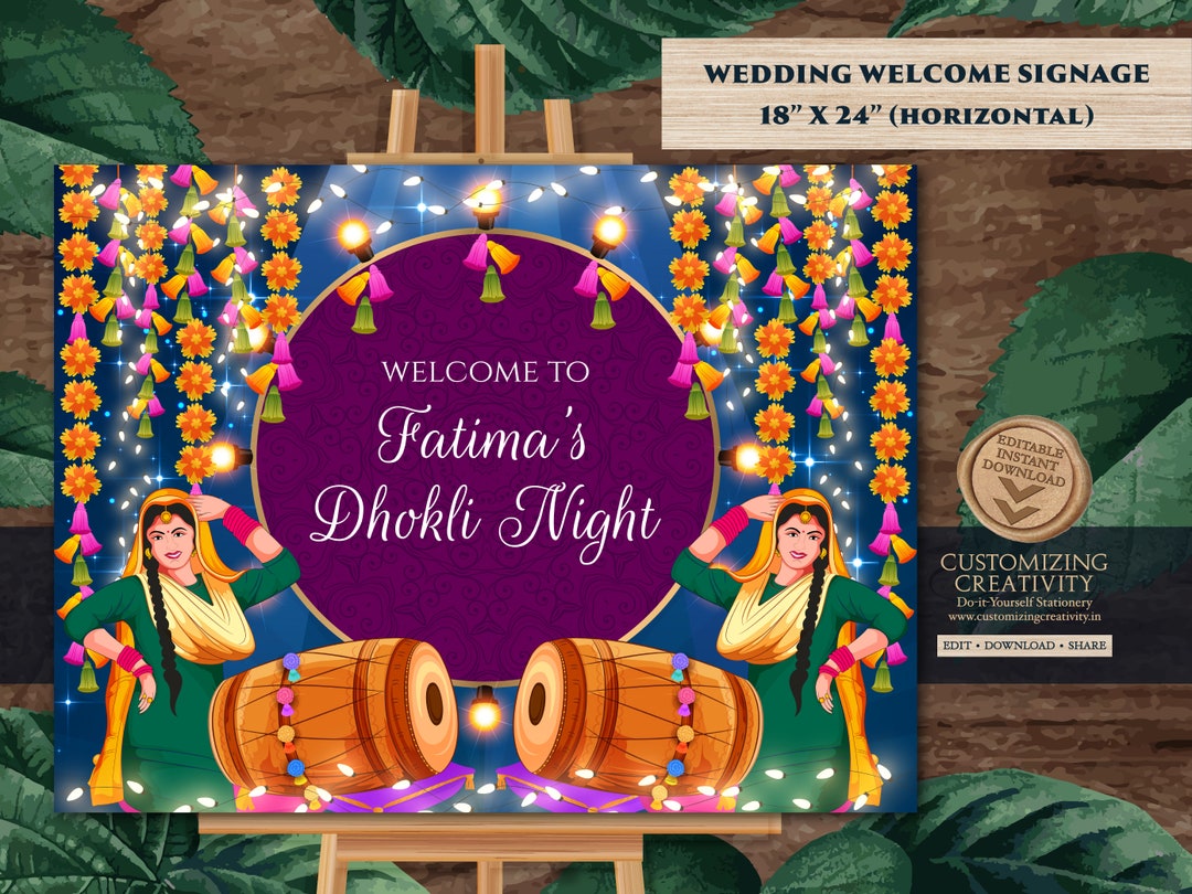 Dholki Decor & Dholki Sign, Dholki Welcome Sign as Dholki Decoration ...