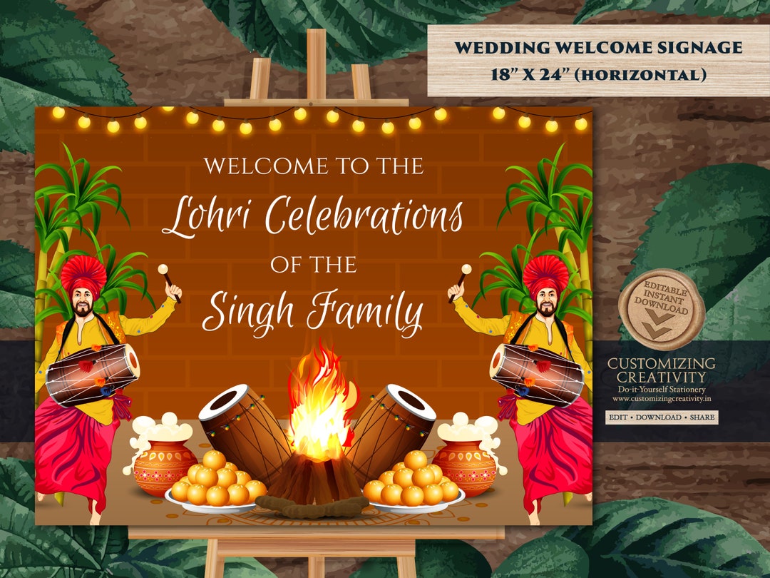 First Lohri Welcome Sign Lohri Decoration, Lohri Party Sign as Lohri ...