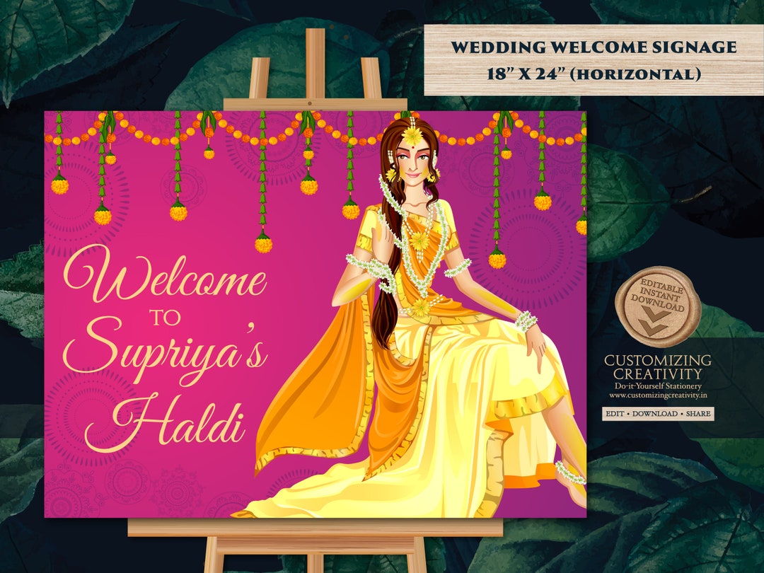 Welcome Holud Sign as Welcome to Haldi Sign & Pithi Welcome Sign Haldi ...