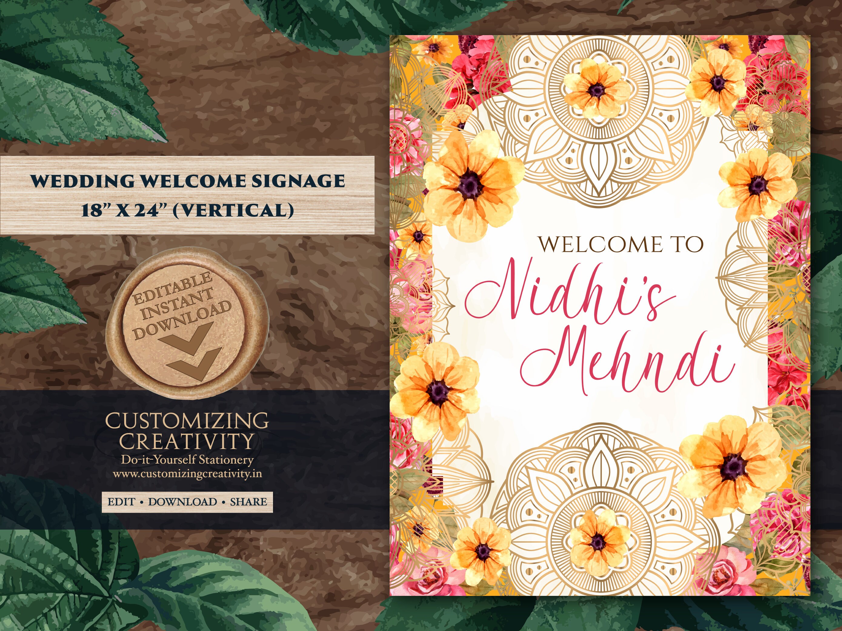 Mehendi Decor Sign as Mehendi Signs Mendhi Welcome Signs - Etsy UK