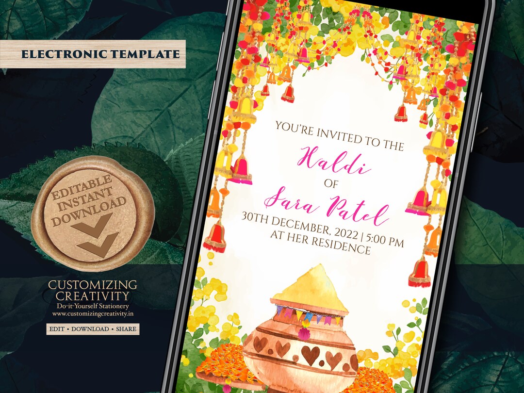 Haldi Invitations & Pithi Invites, Holud Invitation as Maiyan Invites ...