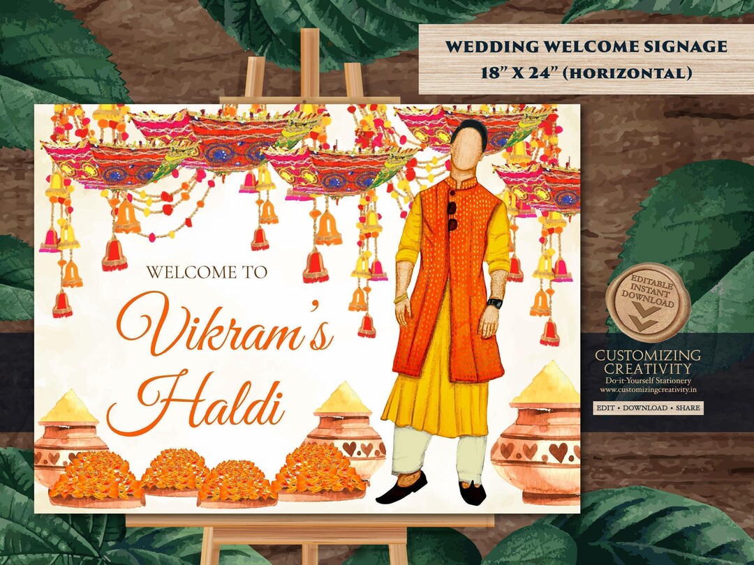 Haldi Posters Boy & Groom Haldi Signs, Welcome to Haldi Signs as Haldi ...