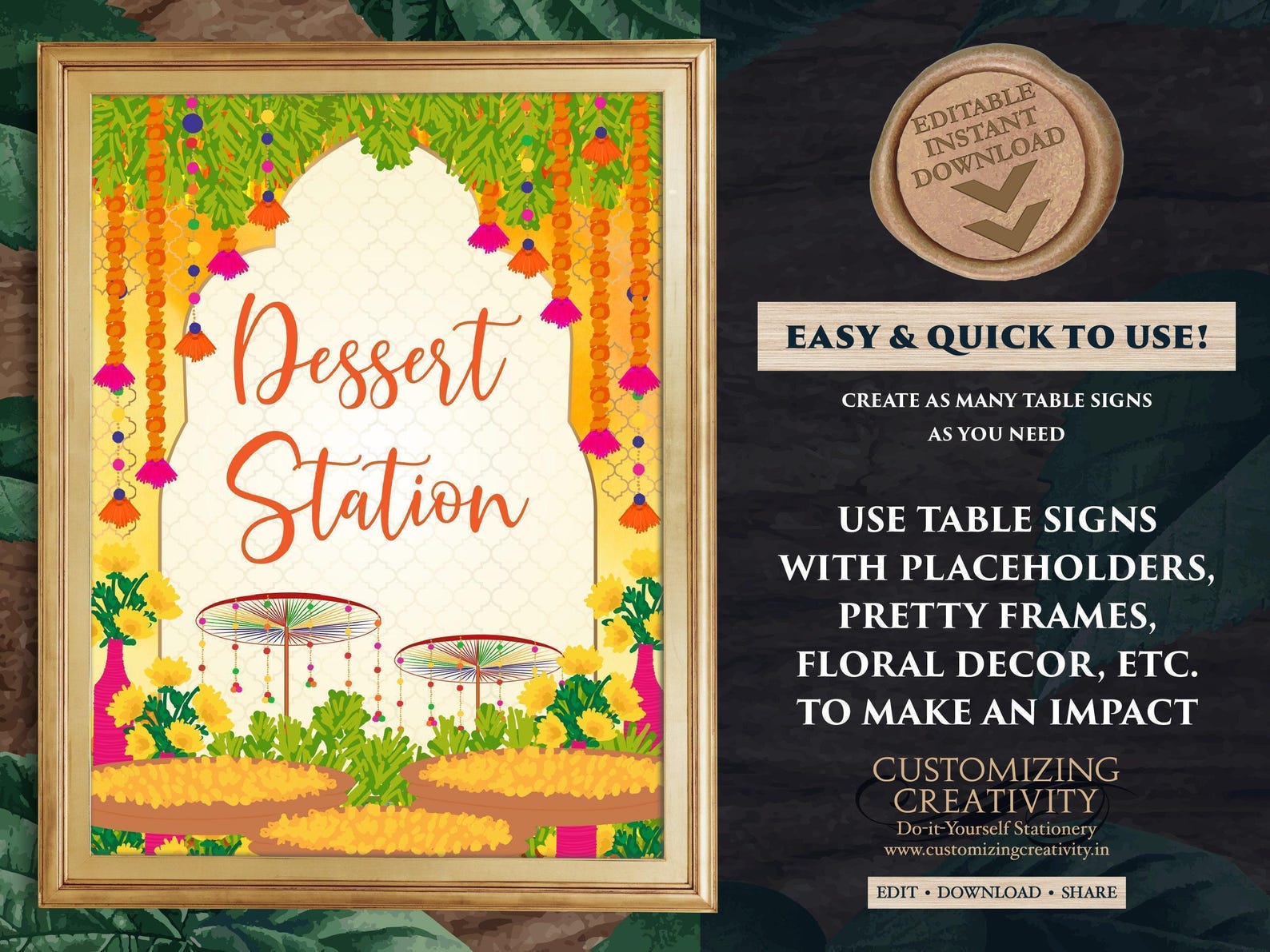 Indian Wedding Food Station Sign: Mehndi Decor (digital Download) - Etsy