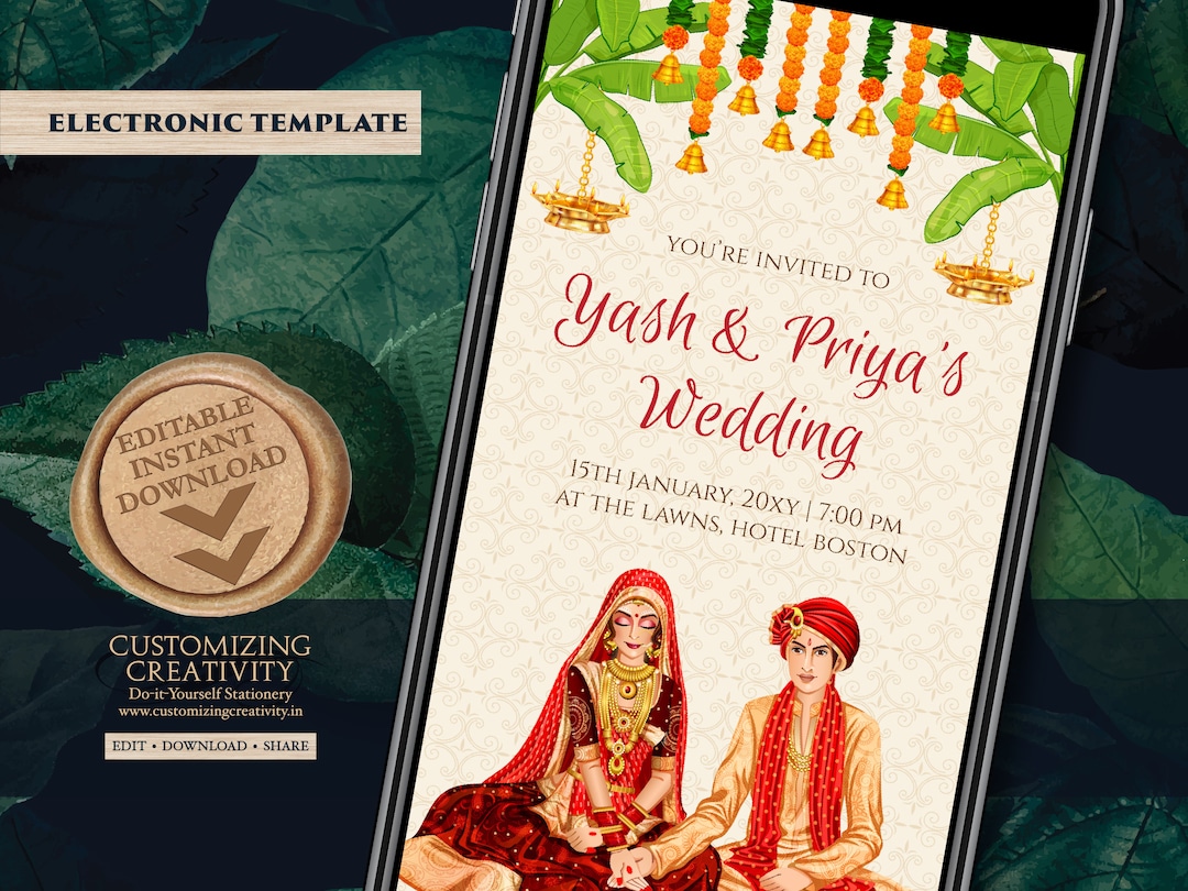 Indian Wedding Invitation Digital Indian Wedding Card, Indian Wedding ...