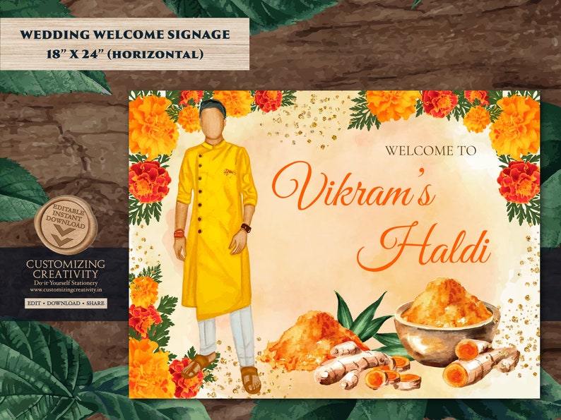 Haldi Signs Groom & Haldi Posters Boy Welcome to Haldi Signs - Etsy