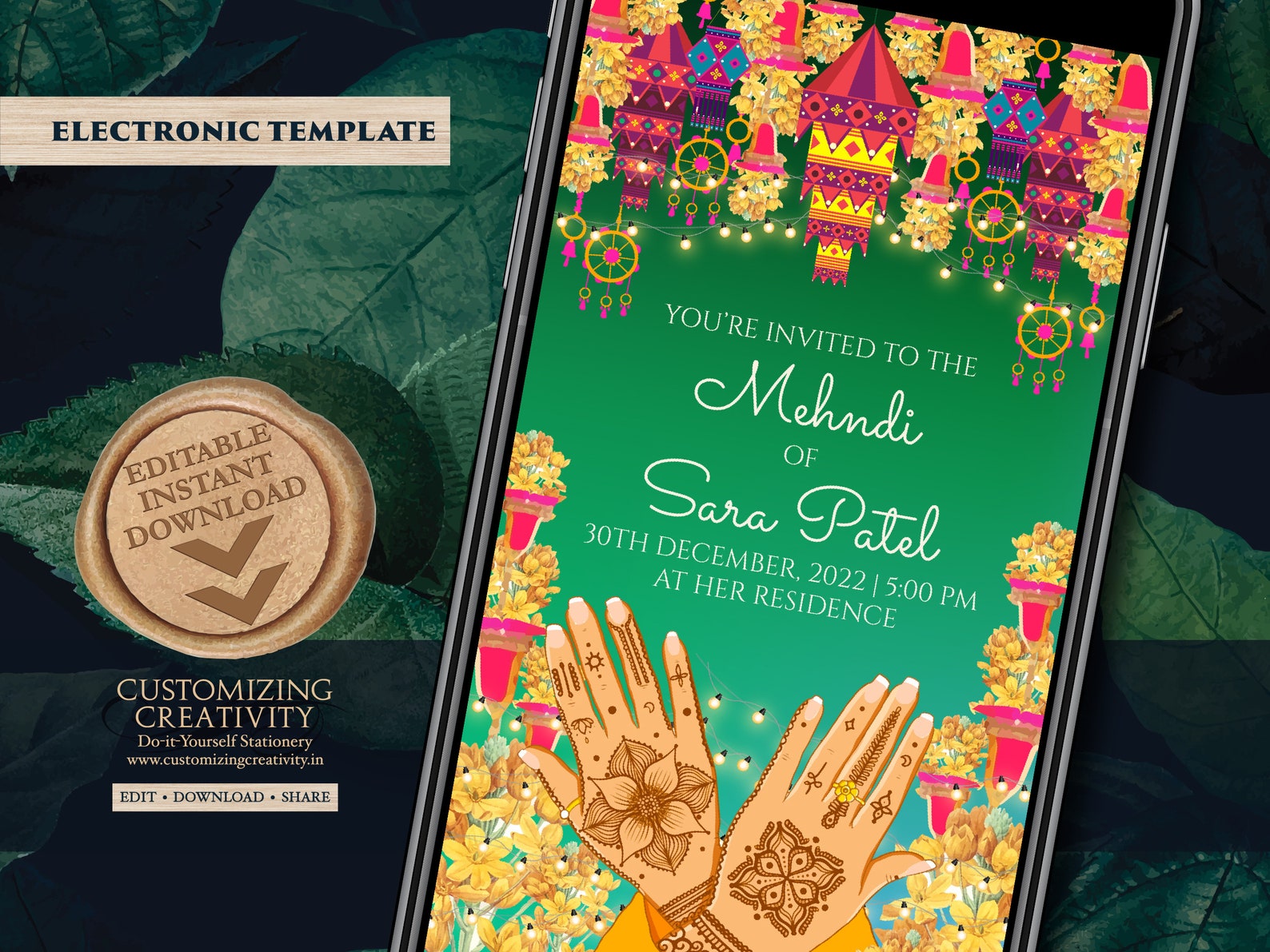 Mendhi Night Invites as Mehendi Invites Mehendi Invitations - Etsy