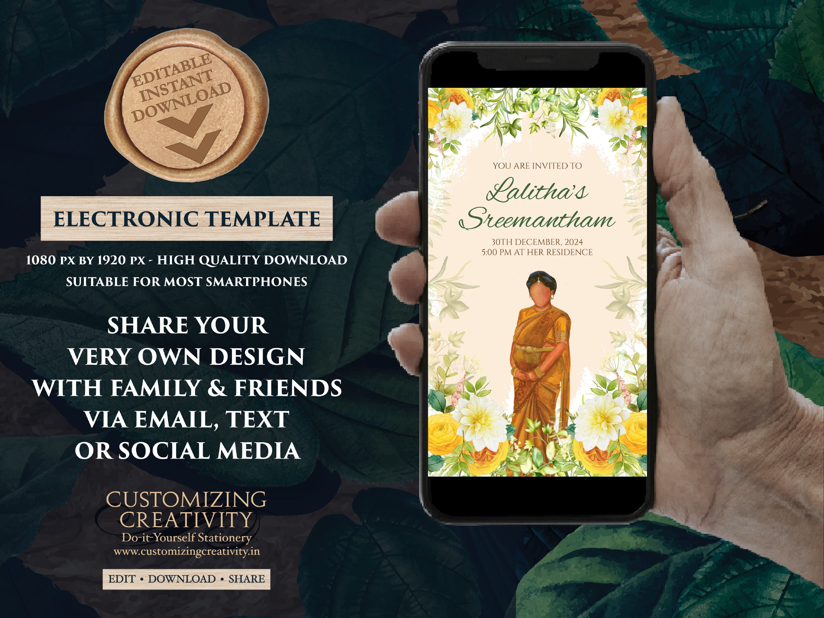 Sreemantham Invite as Seemantham Invitation South Indian Baby - Etsy