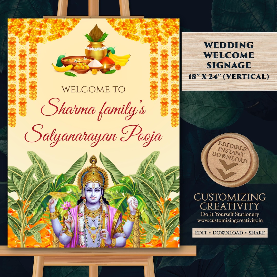 Satyanarayan Puja Welcome Signs Indian Pooja Signs, Satyanarayan Katha ...