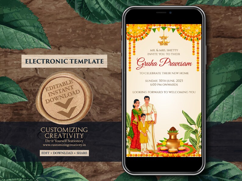 Indian House Warming Cards as Pooja Invite Gruha Pravesh - Etsy