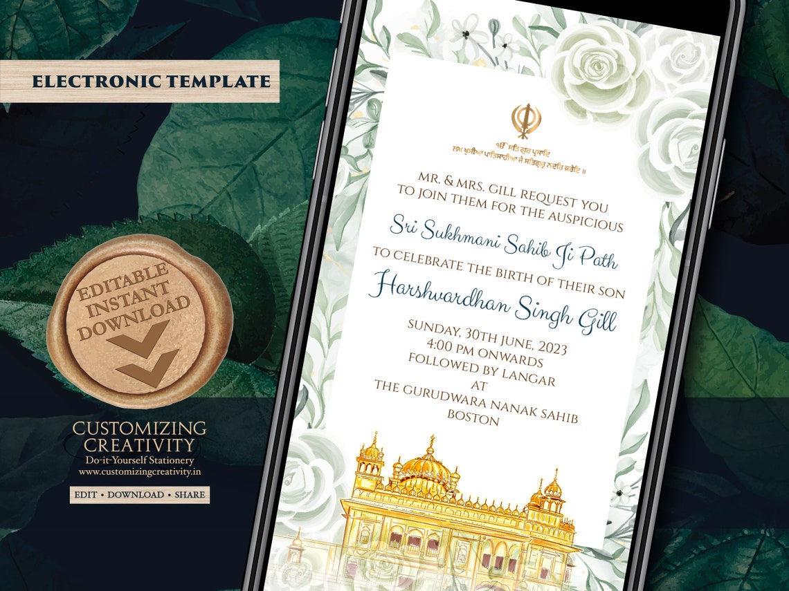 Sukhmani Sahib Path Invitation & Sri Sukhmani Sahib Invite - Etsy Canada
