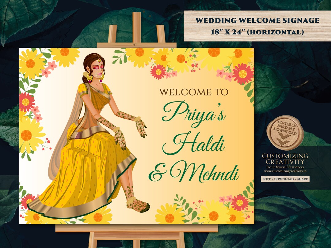 Haldi Poster Holud Welcome Sign, Welcome to Haldi Signs & Welcome Pithi ...