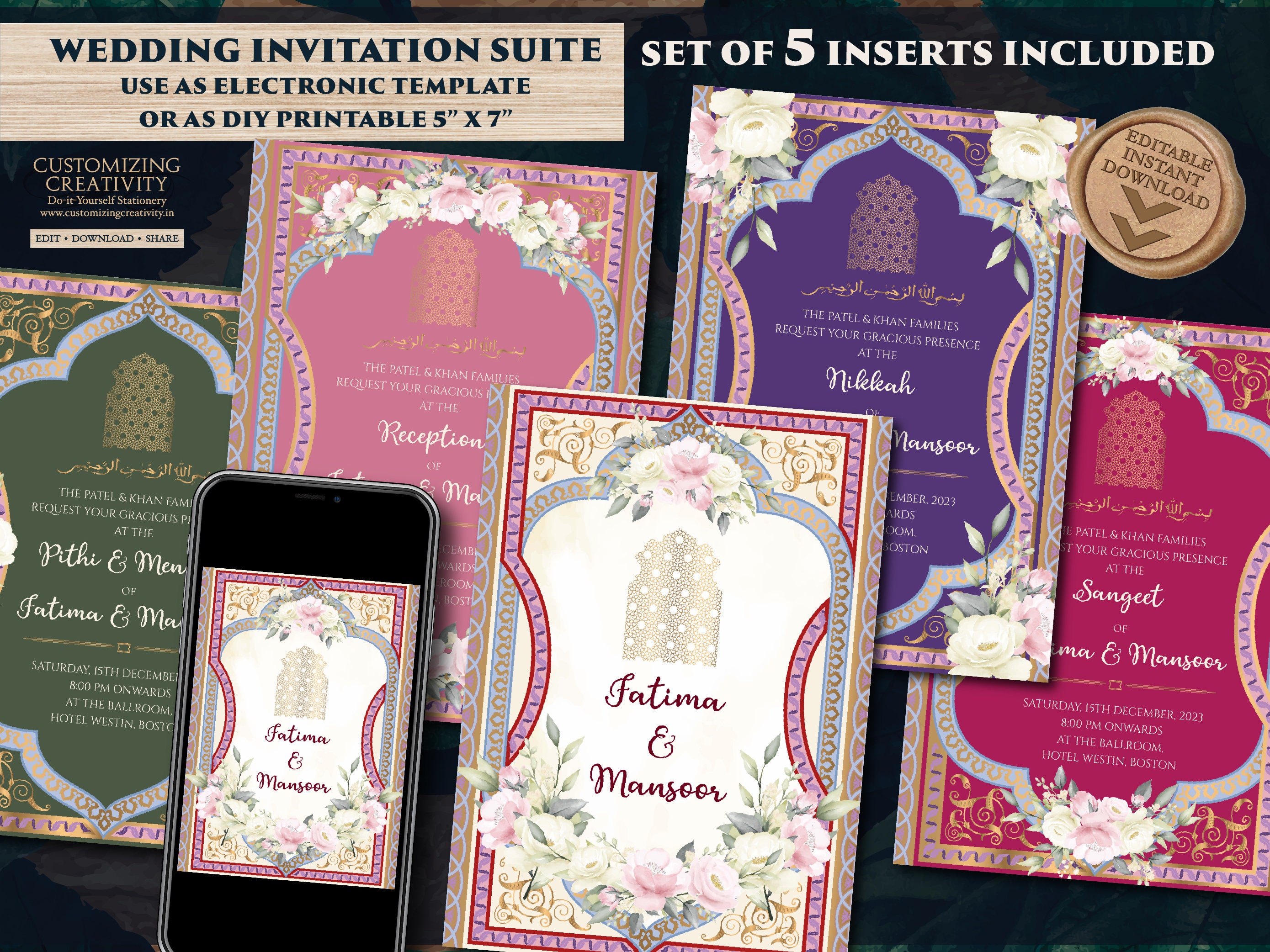 Muslim Wedding Invitation Islamic & Walima Invitation Nikkah | Etsy