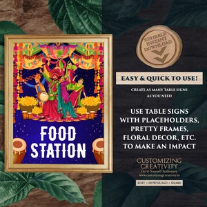 Desi Food Station Sign Indian Food Stall Sign Wedding Decor & Indian ...