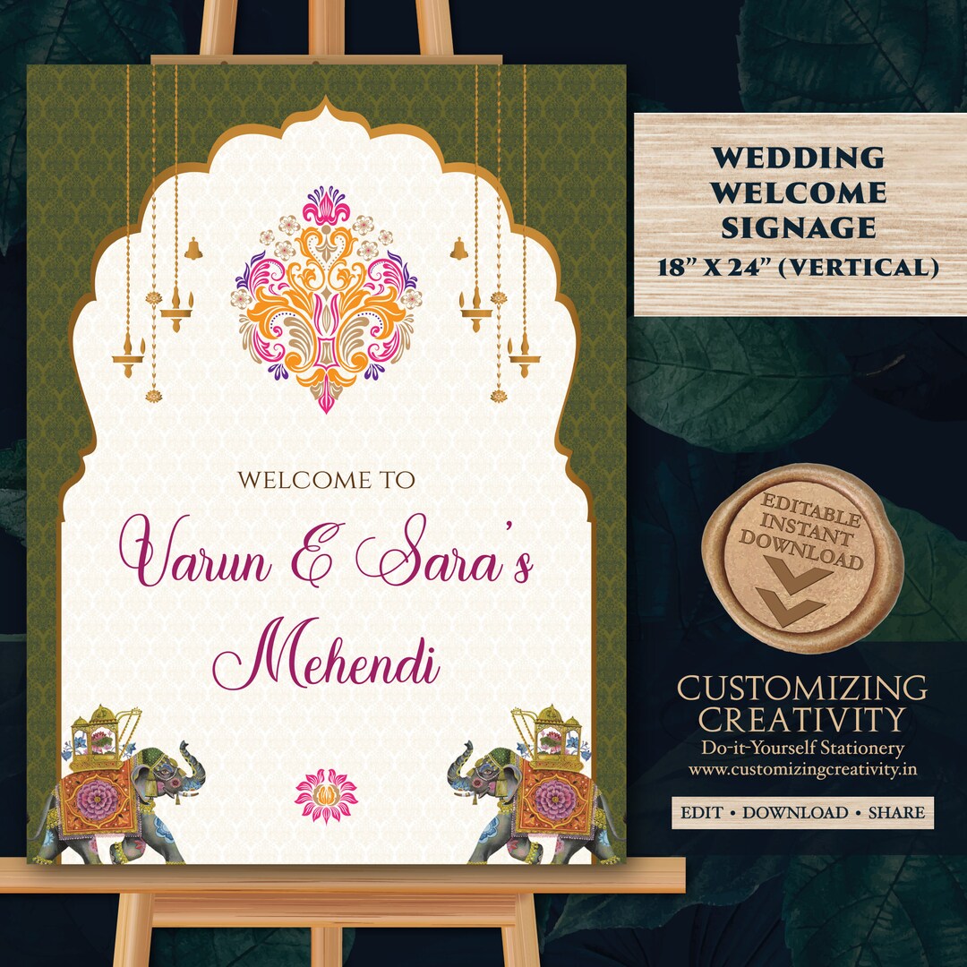 Mehndi Posters & Mehendi Welcome Sign, Mendhi Welcome Sign Mendhi Sign ...