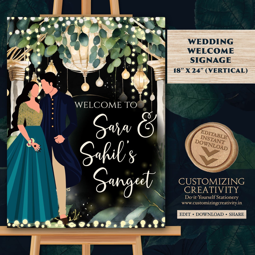 Sangeet Poster Sangeet Night Sign, Sangeet Welcome Sign & Sangeet Decor ...