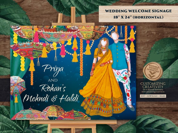 Welcome Haldi signs Haldi ceremony Signs for Gaye Holud signs Indian ...