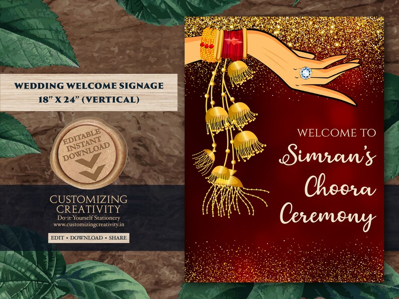 Choora Welcome Signs & Choora Ceremony Signs Choora Signs as - Etsy