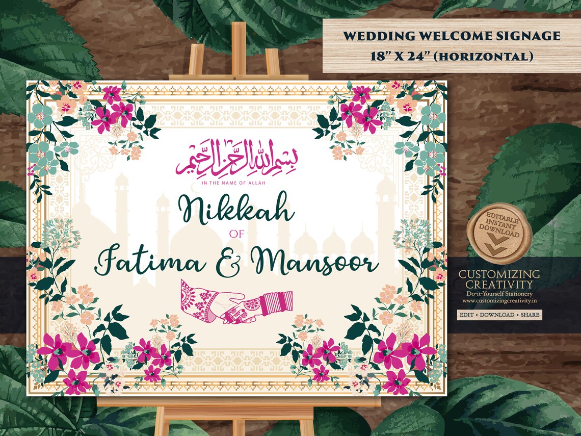 Nikkah Signages as Muslim Nikah Welcome Signs Muslim Wedding | Etsy