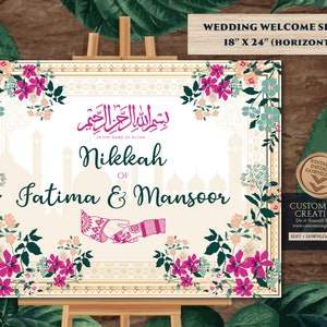 Nikkah Signages as Muslim Nikah Welcome Signs, Muslim Wedding Sign as ...