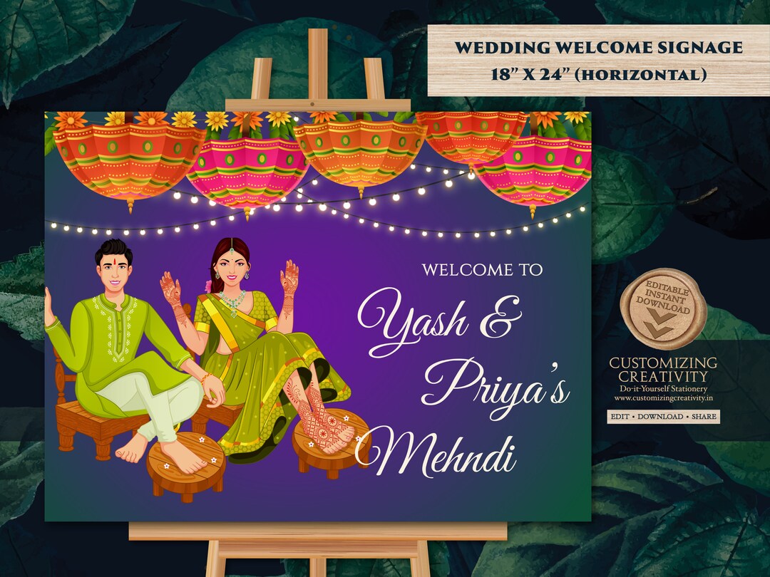Mehndi Welcome Signs Mendhi Decor, Mehendi Welcome Signs as Mehndi ...