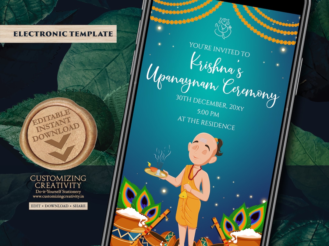 Upanayanam Invitation Thread Ceremony Invites, Upanayanam Invites ...