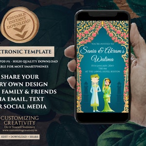 Digital Walima Invitations Muslim Wedding Cards, Digital Muslim ...
