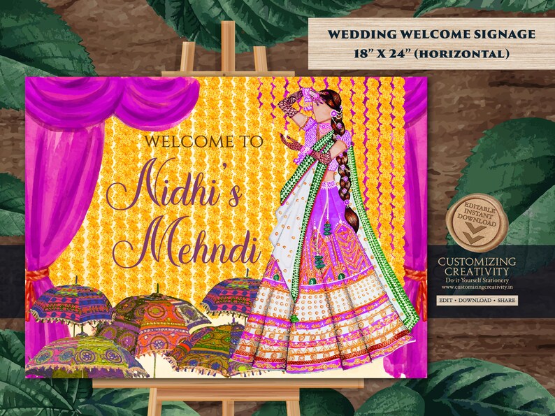 Mendhi Signs Mehndi Sign Welcome & Mendhi Decor Sign - Etsy