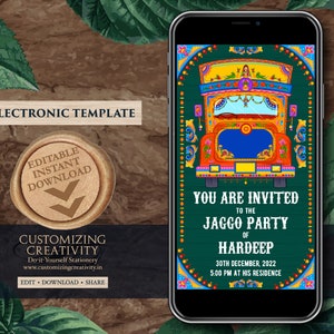 Jago Party Invite & Bollywood Party Invite Digital, Jaggo Invites as ...