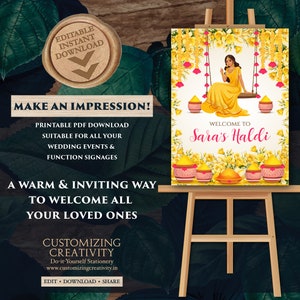 Haldi Welcome Sign Pithi Signs & Haldi Decor, Haldi Posters as Haldi ...