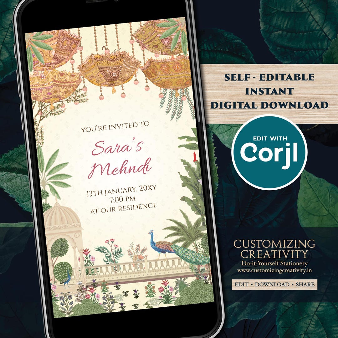 Digital Mehndi Invite & Mehendi Invitation, Mehndi Invitations Digital ...
