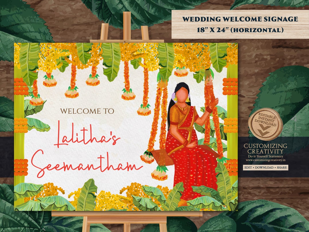 Seemantham Welcome Sign Sreemantham Welcome Sign, Indian Baby Shower ...