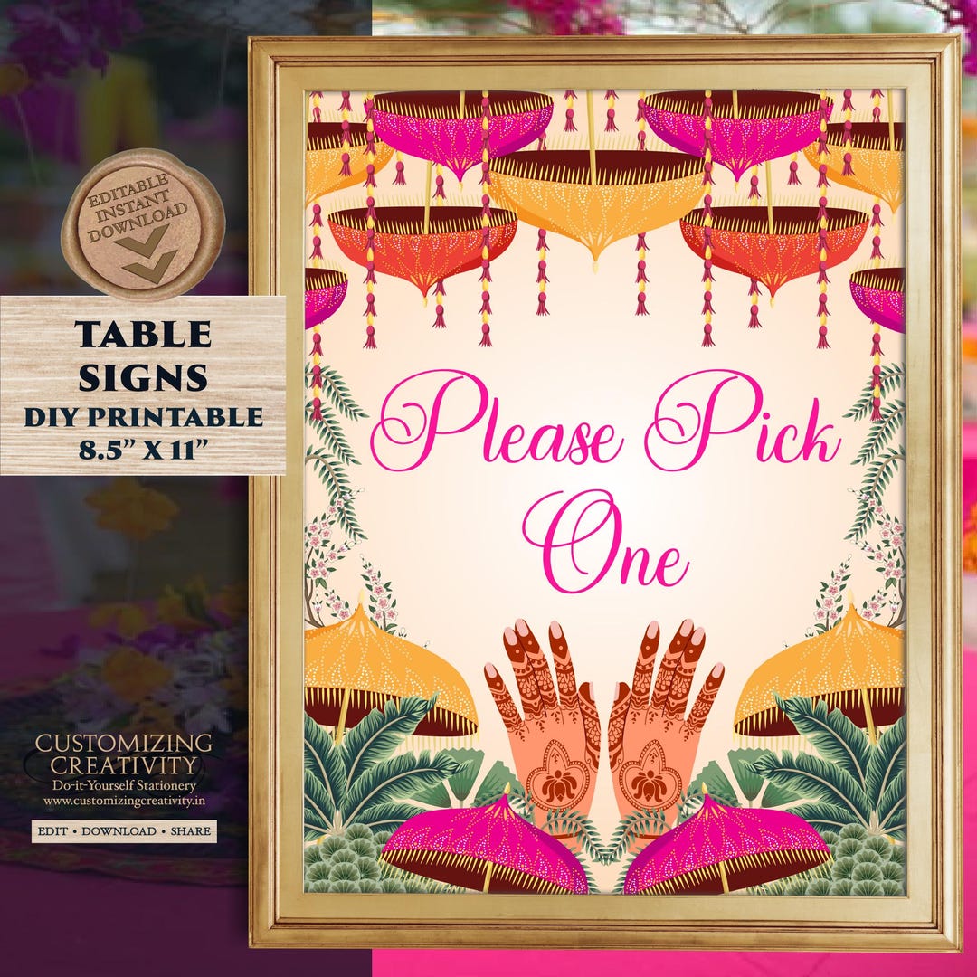 Mehndi Station Sign: Indian Wedding Decor, Bangle/bindi Bar (digital ...