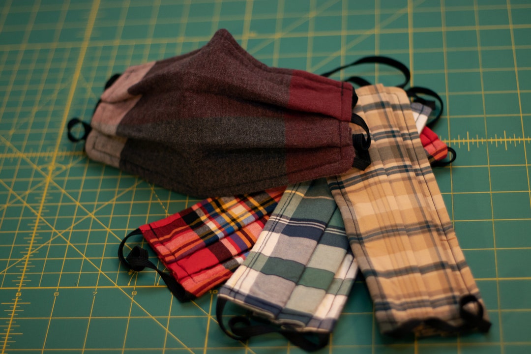 Plaid Upcycled Face Mask - Etsy