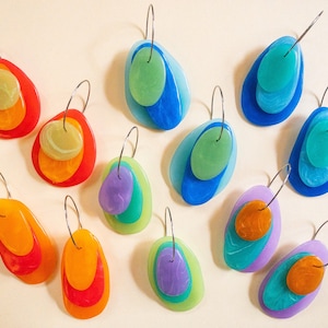 RAINBOW DROPS: Translucent Rainbow Drop 25mm Hoop Earrings in a Variety ...