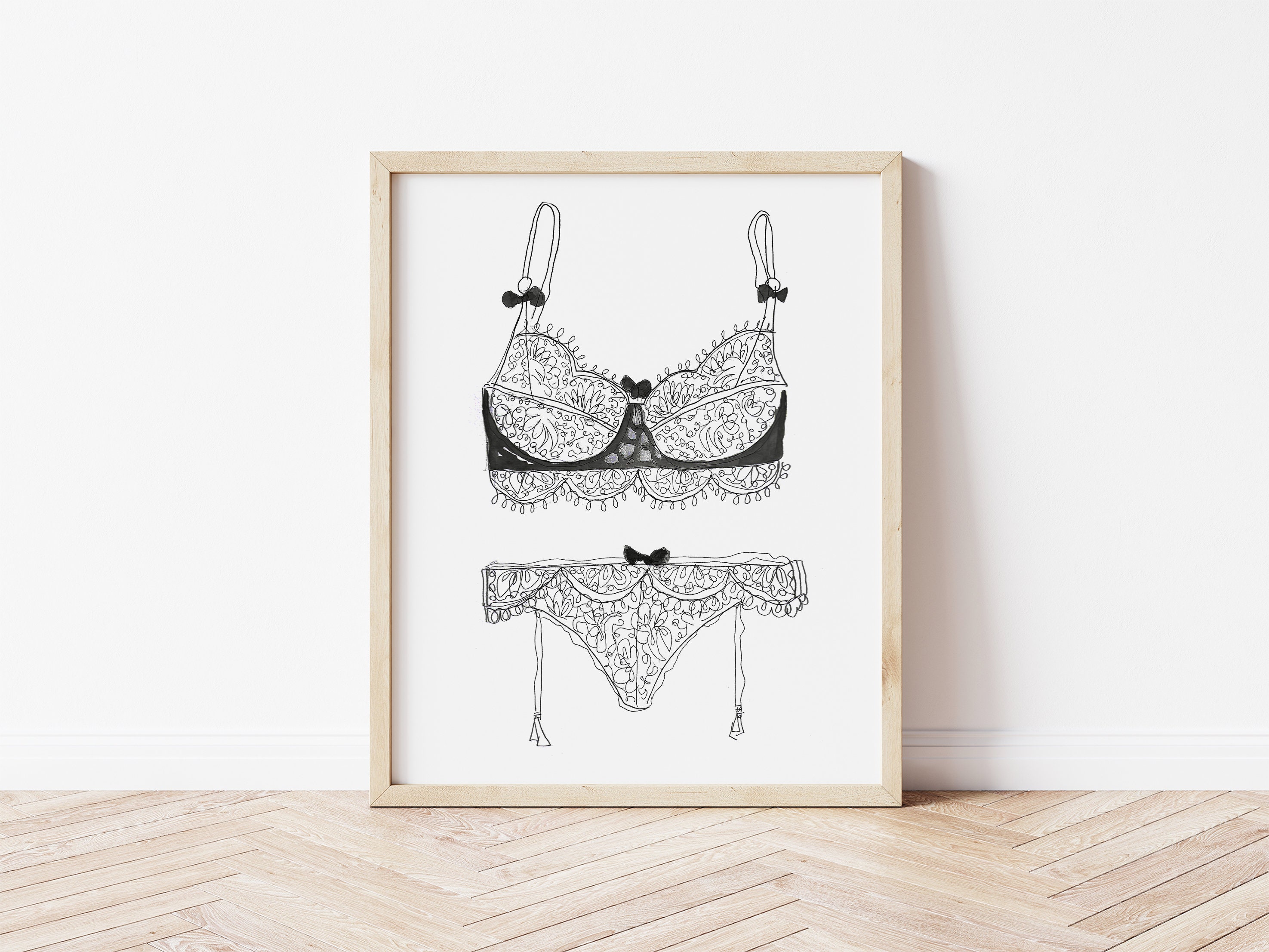 Lingerie Illustration Art Print Ink - Etsy