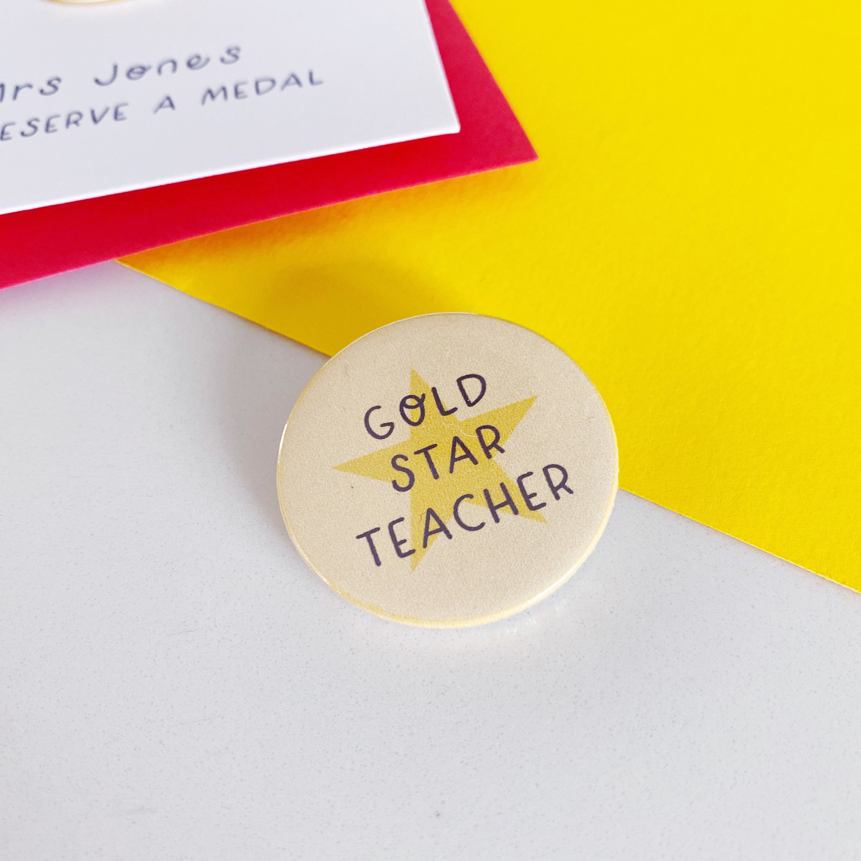 Personalised Gold Star Teacher Badge Card, Gift for Teacher, Small Gift ...
