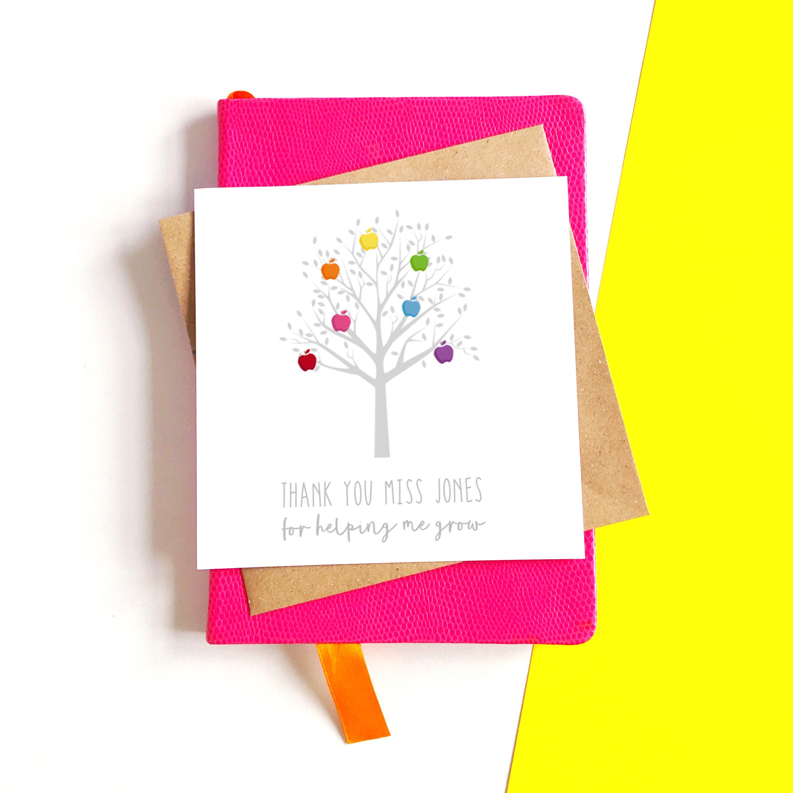 Apple Tree Teacher Card Personalised - Etsy