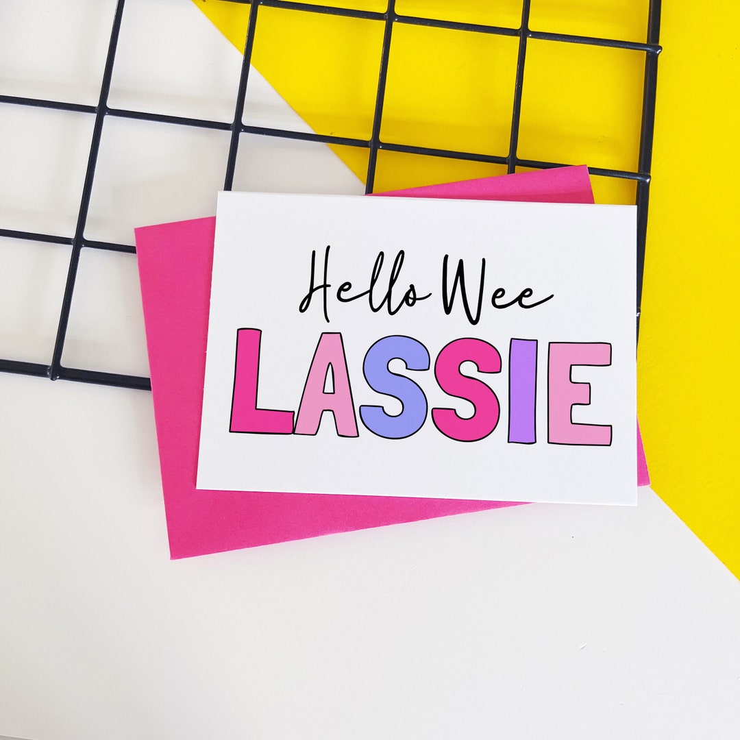 Hello Wee Lassie Baby Card - Scottish Card - Etsy