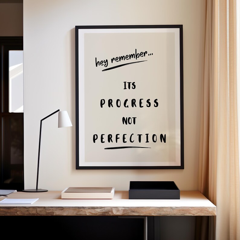 Progress Not Perfection Print: Motivational Wall Art (instant Digital ...