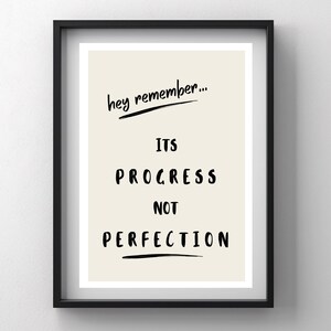 Progress Not Perfection Print: Motivational Wall Art (instant Digital ...