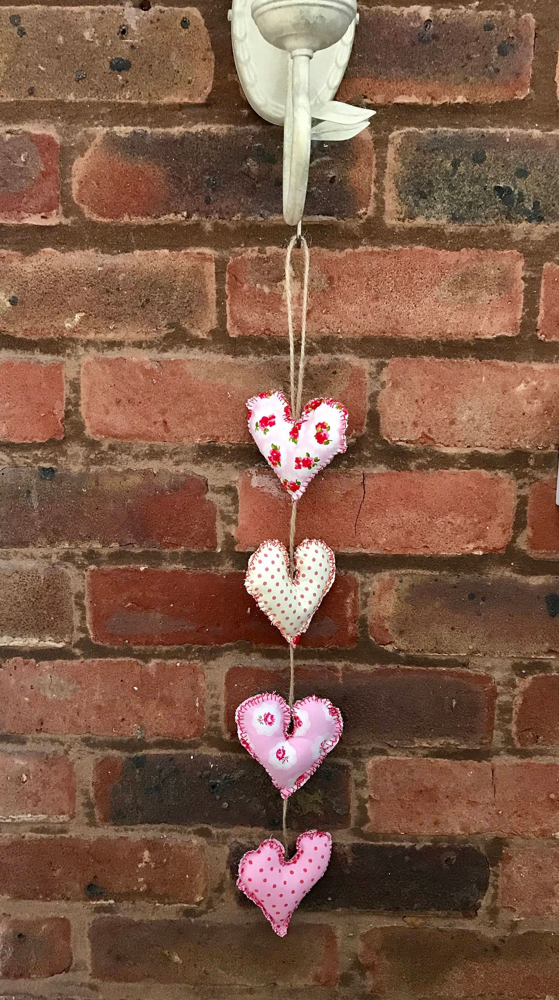 Vintage Fabric Hearts on a String - Etsy