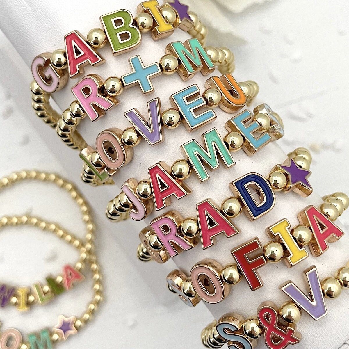 Color Pop Letter Bead Bracelet. Personalized Bracelet. | Etsy