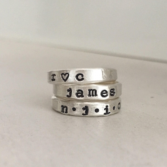 Sterling Silver Ring. Stacking Ring. Personalized Ring. Hand | Etsy