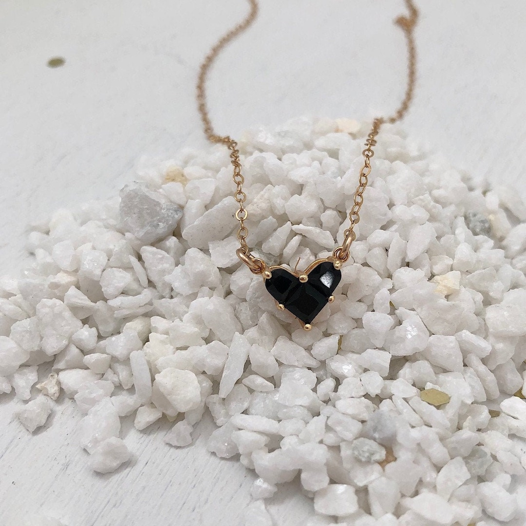 Little Black Heart Necklace. Black Heart Pendant. Black Heart Jewelry ...