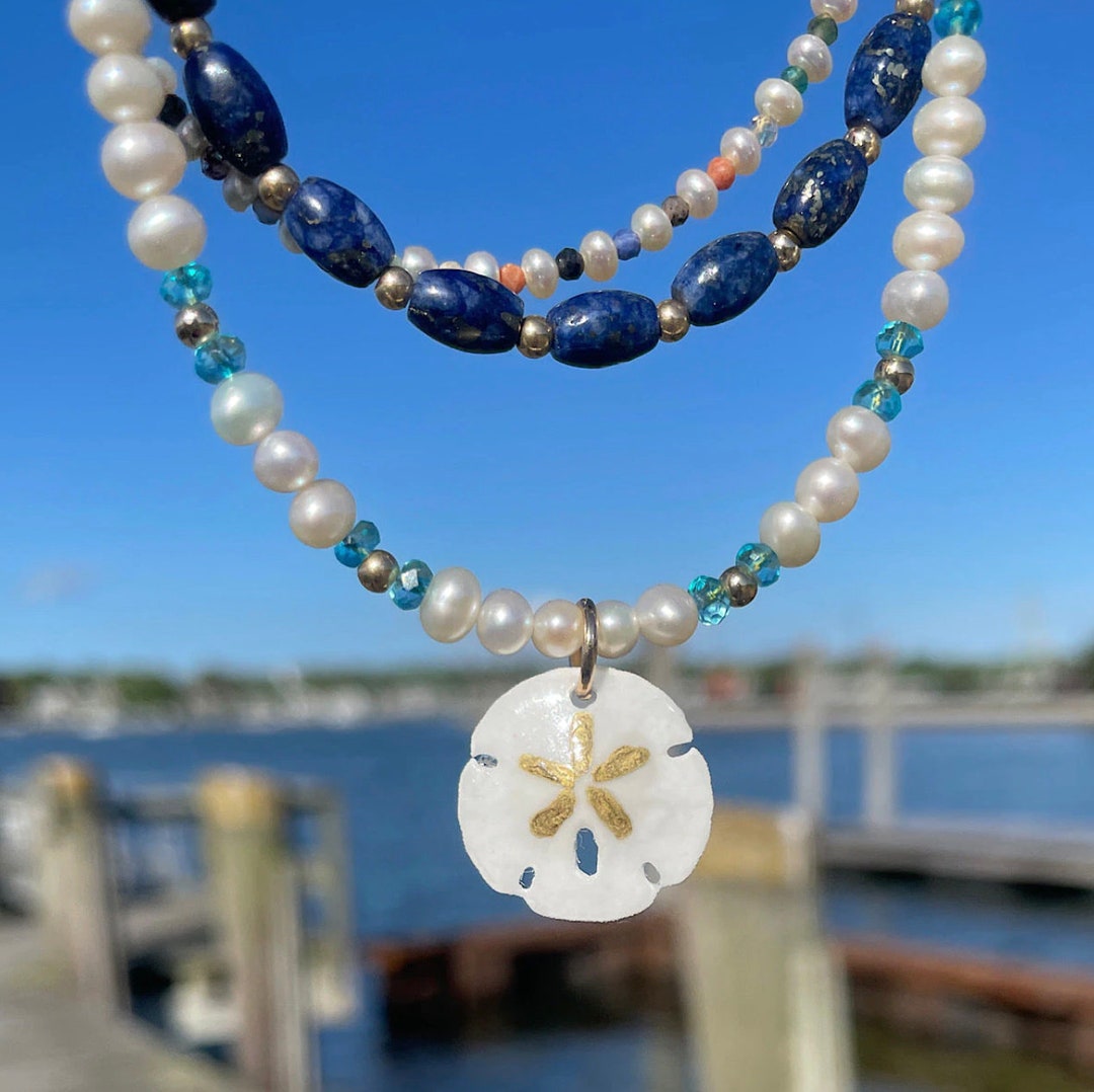 Sand Dollar Pearl Choker Necklace, Summer Choker, Boho Choker, Beach ...