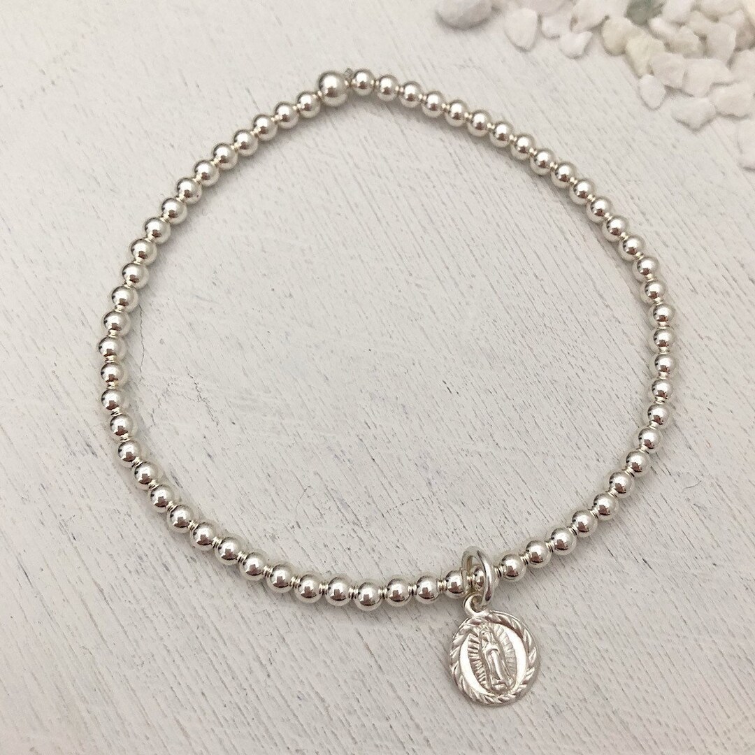 Virgin Mary Bracelet. Mother Mary Bracelet. Silver Bead Bracelet ...