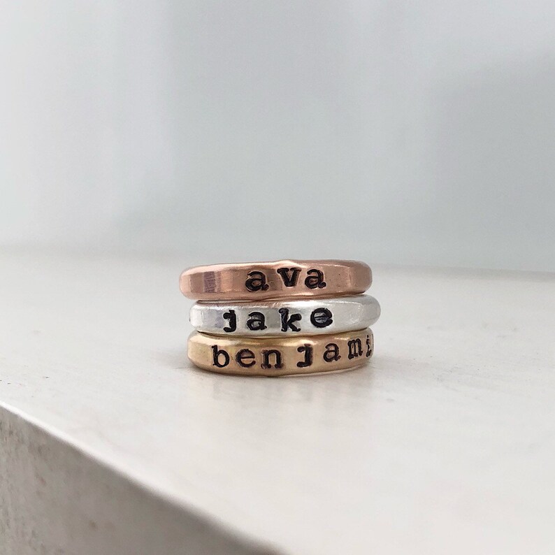 Stacking Ring. Personalized Ring. Stamped Ring. Name Ring. - Etsy